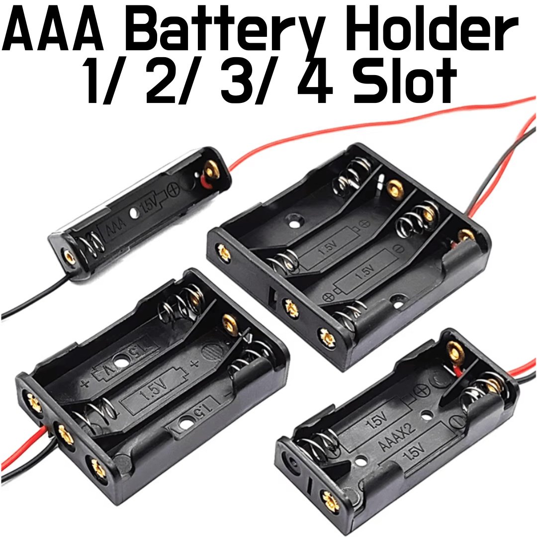 Battery Holder - AAA Battery Box Black With Wire Leads Plastic Battery ...