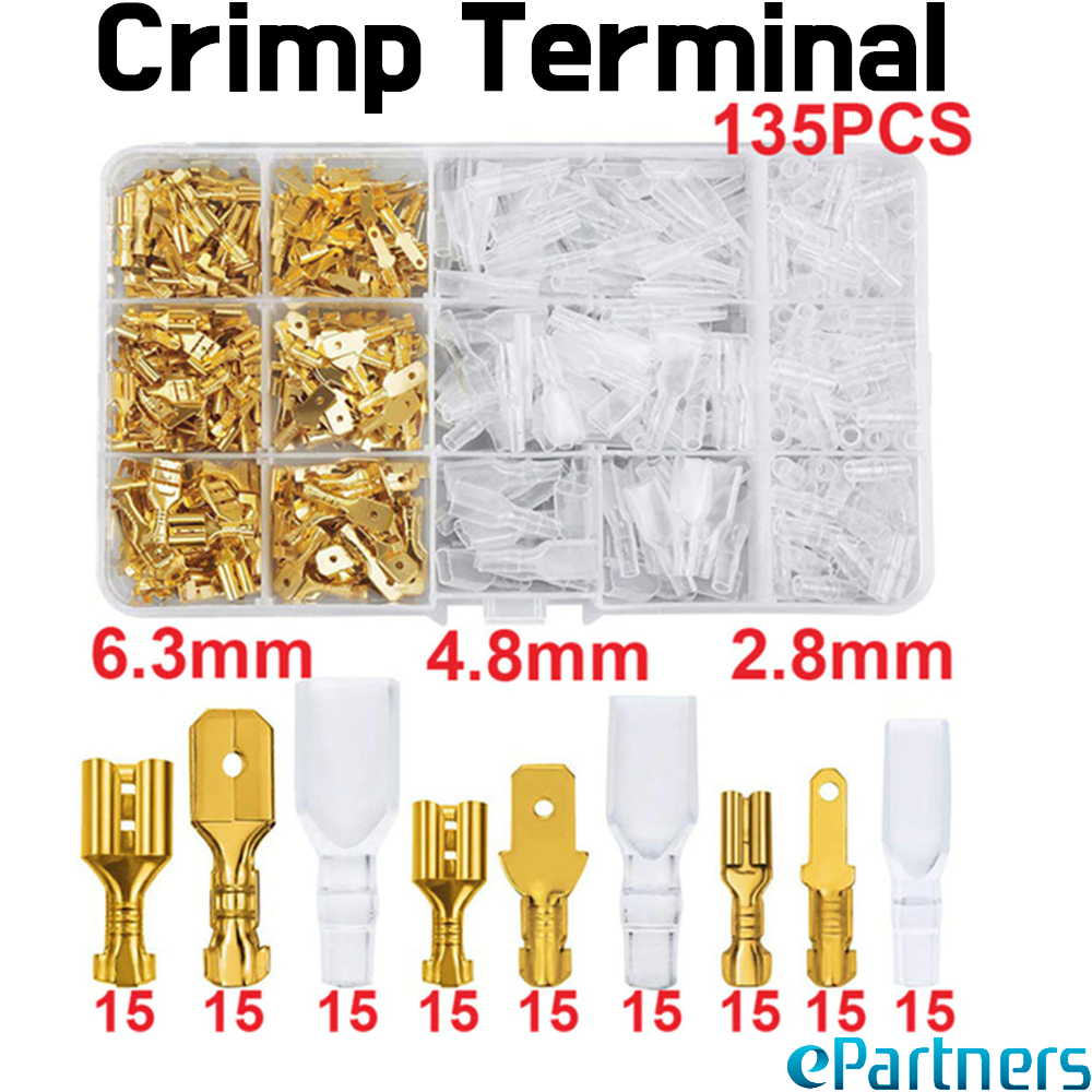 Gold Crimp Terminal Assorted Kit 135pcs | ePartners NZ